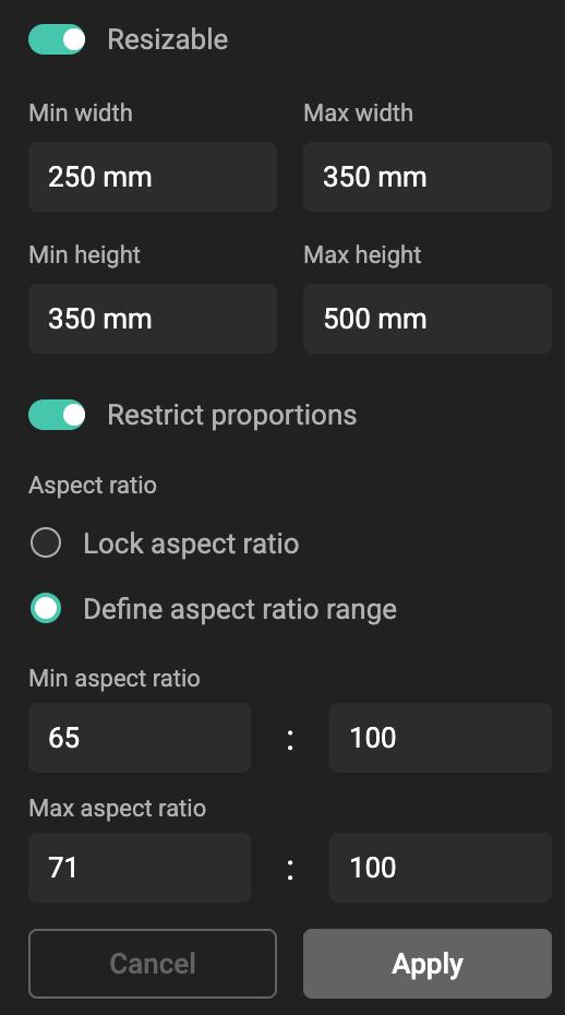Layout size constraints - CHILI GraFx Guides